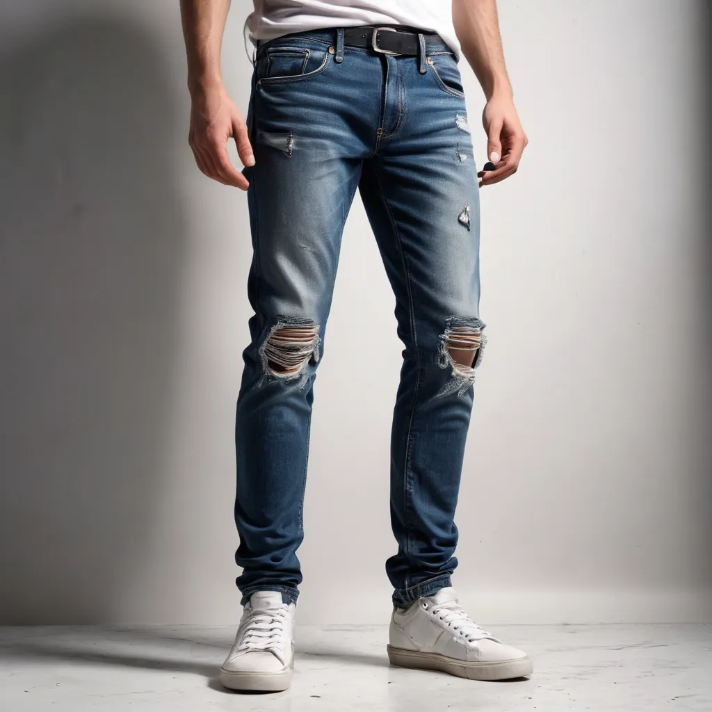 Trends in Men's Contrast Panel Side Ripped Jeans